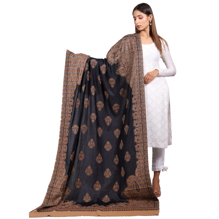 Jamawar Kashmiri Warm Shawl, Blended Wool, Woven Kashmiri Soft & Warm ...